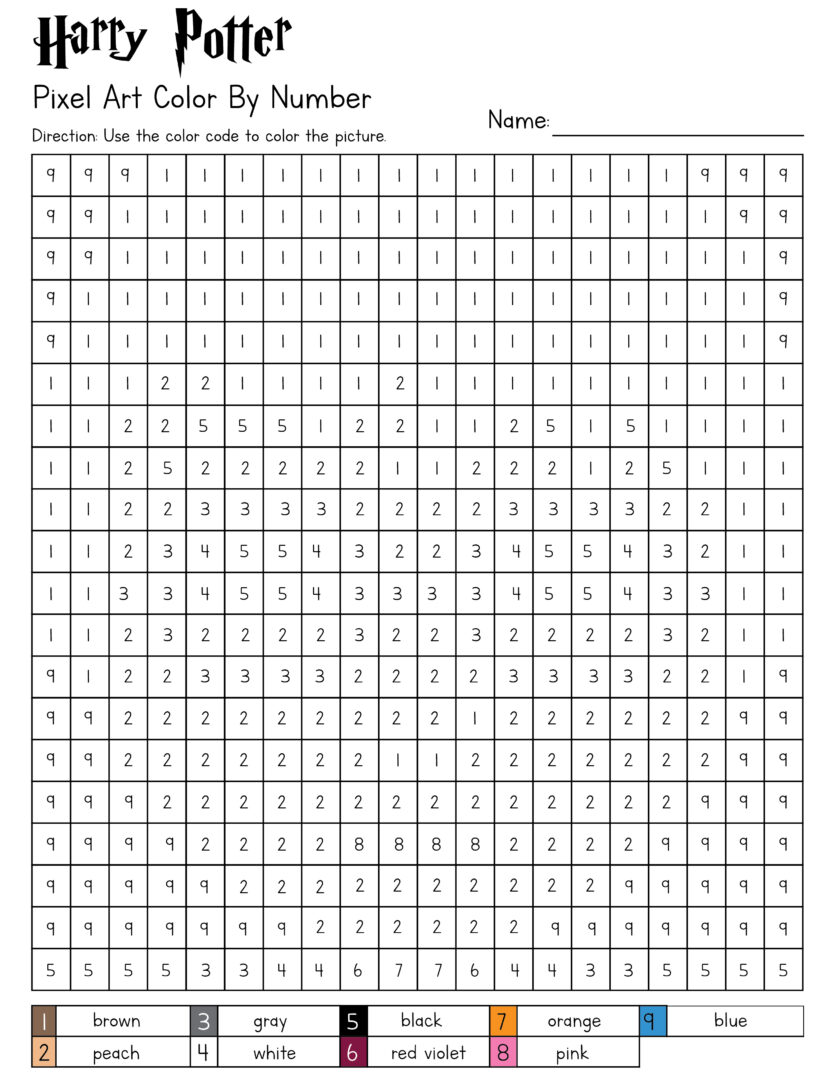 10 Free Harry Potter Color By Number Printables - Kim and Carrie